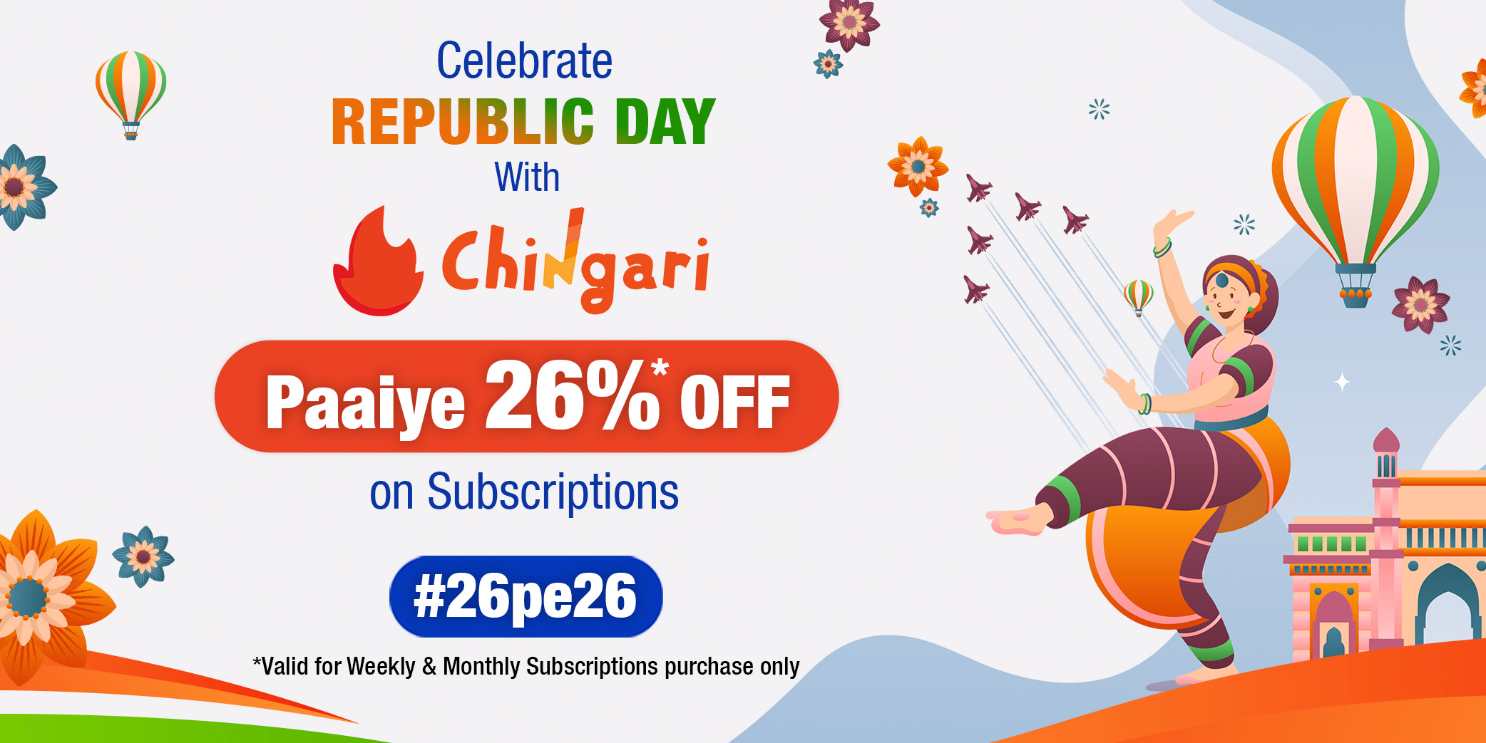 Join the Republic Day celebration on Chingari with discounted subscriptions